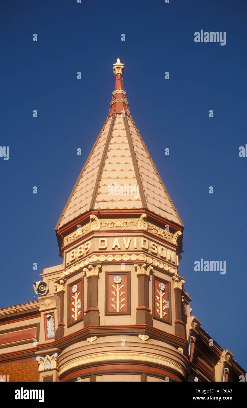 The historic Davidson Building built in 1889 corner tower detail ...