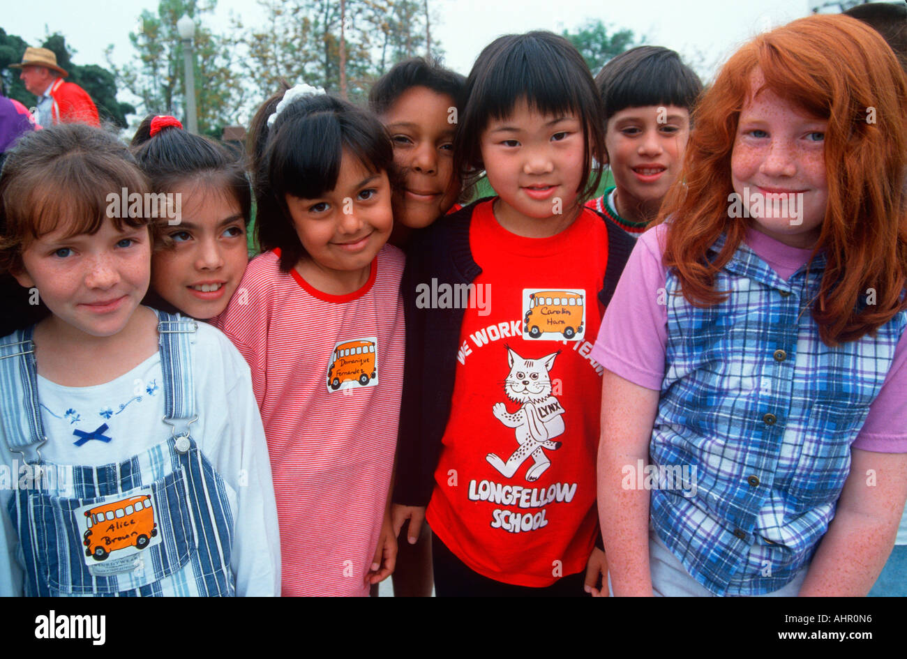 Multi cultural group of schoolgirls Los Angeles California Stock Photo ...
