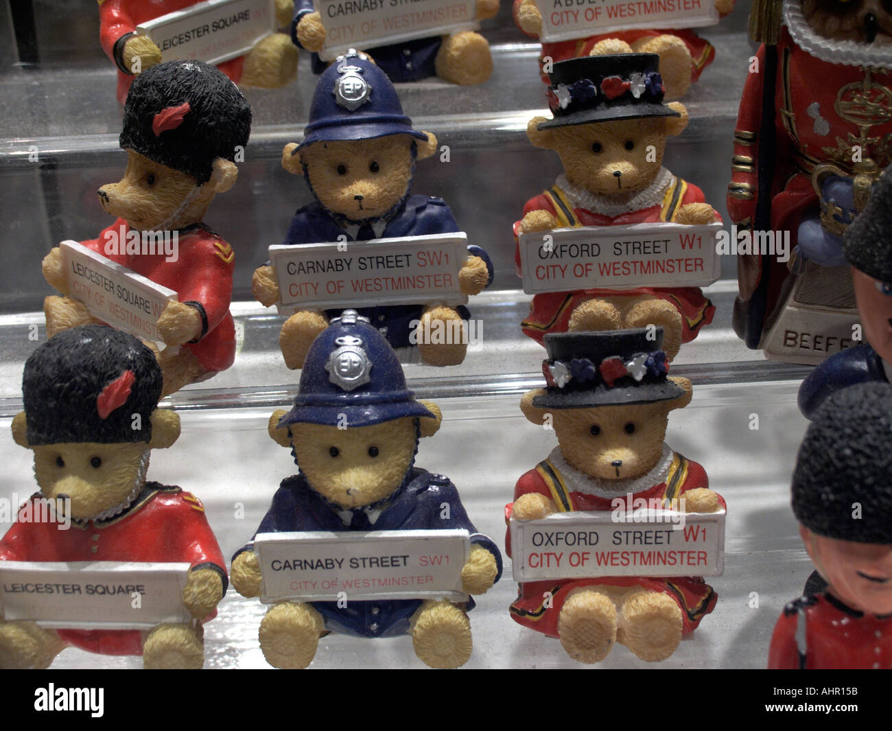 Souvenier Bobby Beefeater and Queen s guards bears in shop window ...