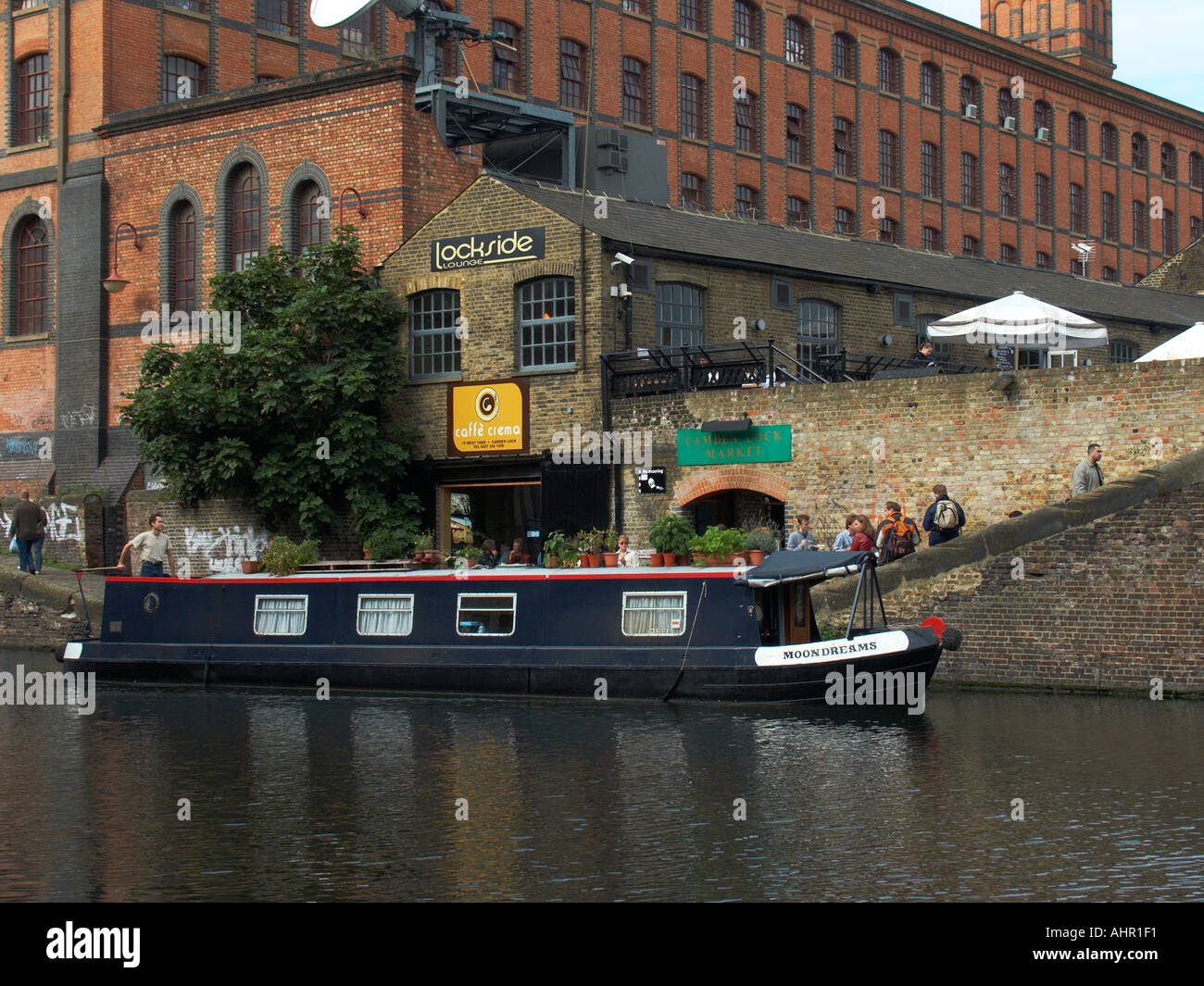 Houseboat navigates Camden Lock Regent's Canal Camden Town London ...