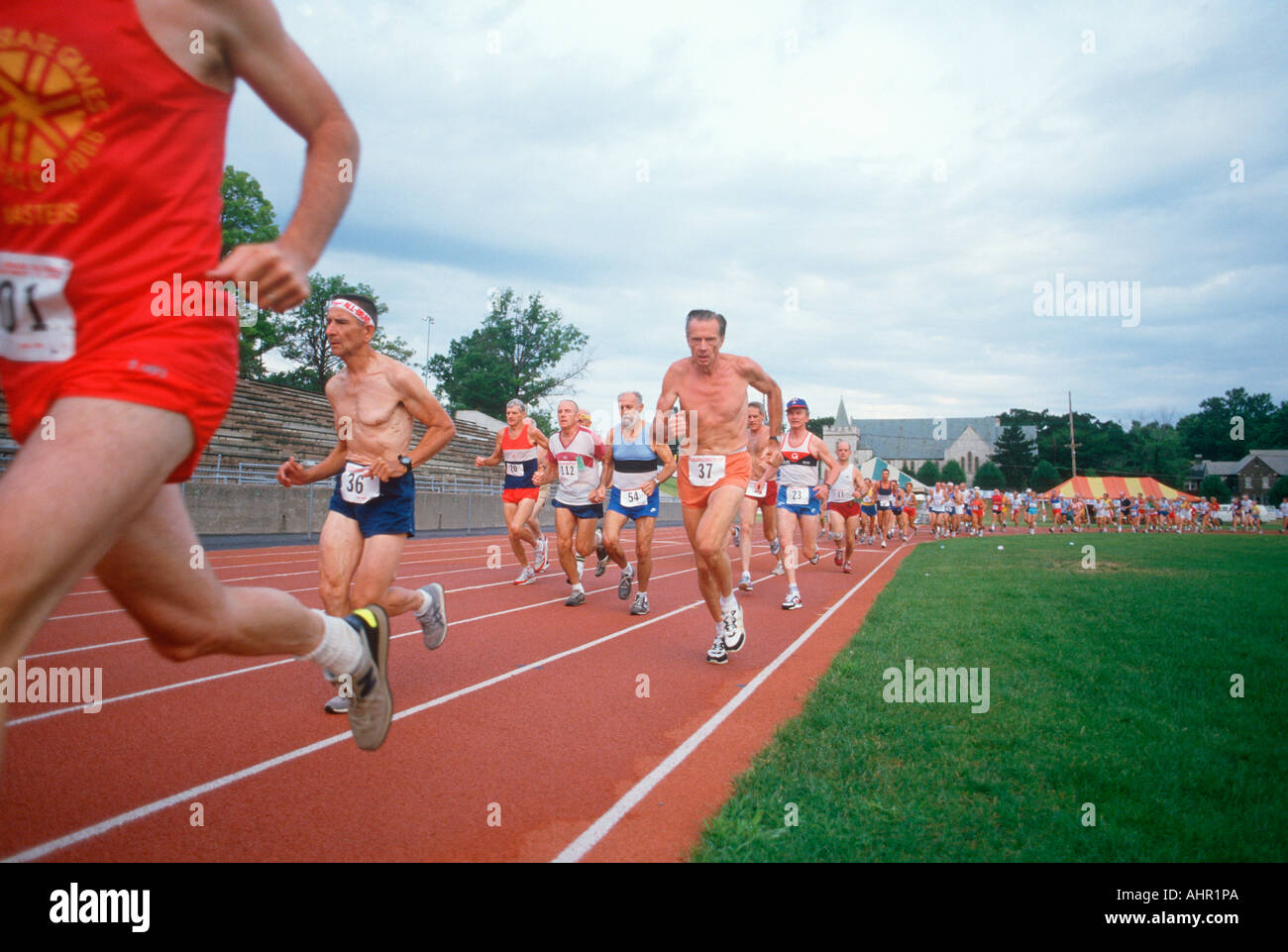 View from infield of runners at the Senior Olympics in St Louis ...