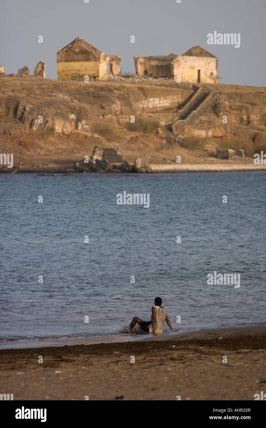 Activity on the beach in Praia, the capital of Cape Verde Islands, on ...