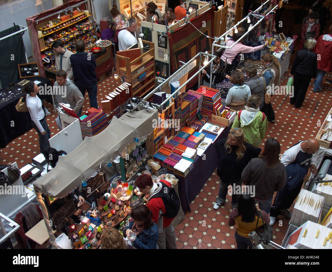 People shopping at crafts stalls Camden Lock Market Camden Town London ...