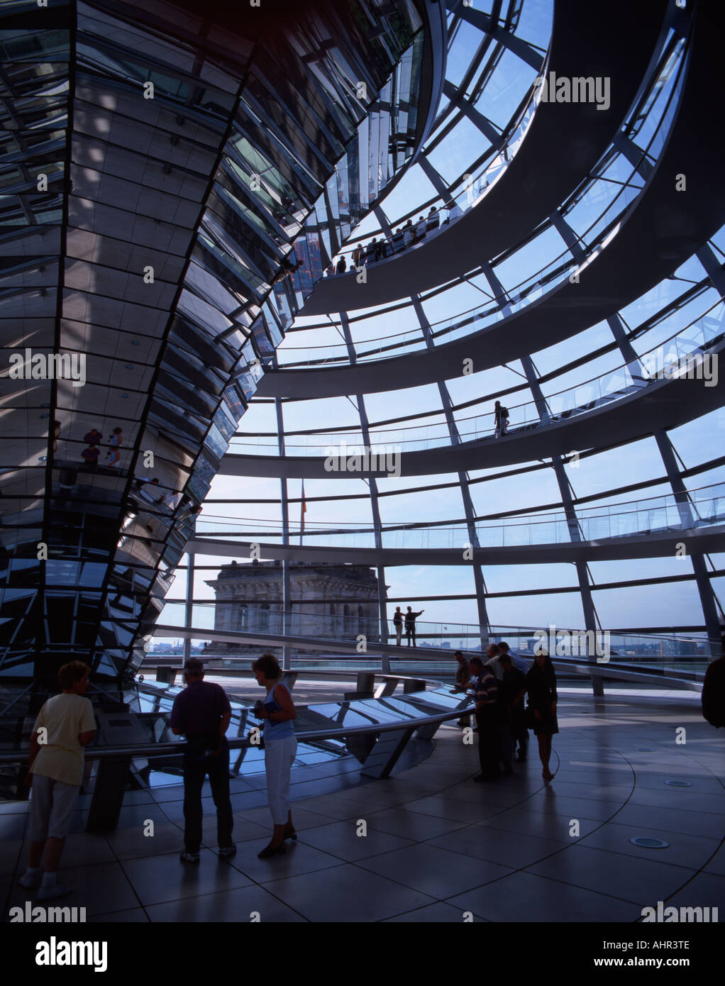 Glass dome of the Reichstag (seat of Bundestag or German Parliament ...