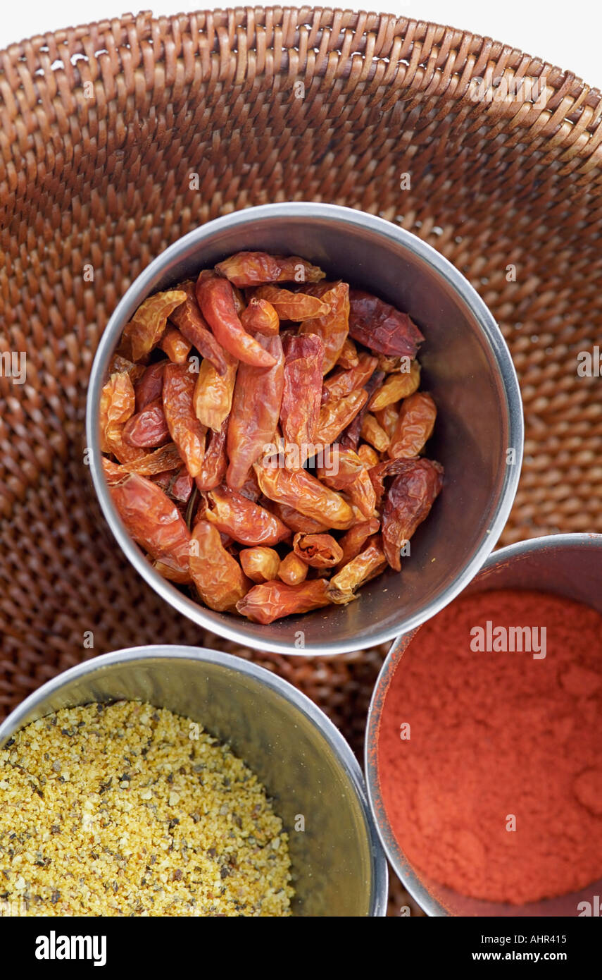 Spices in basket Stock Photo - Alamy