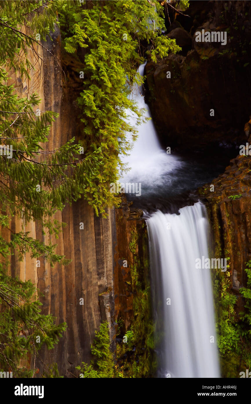 Closeup of Toketee Falls, Oregon... a spectacular double waterfall ...