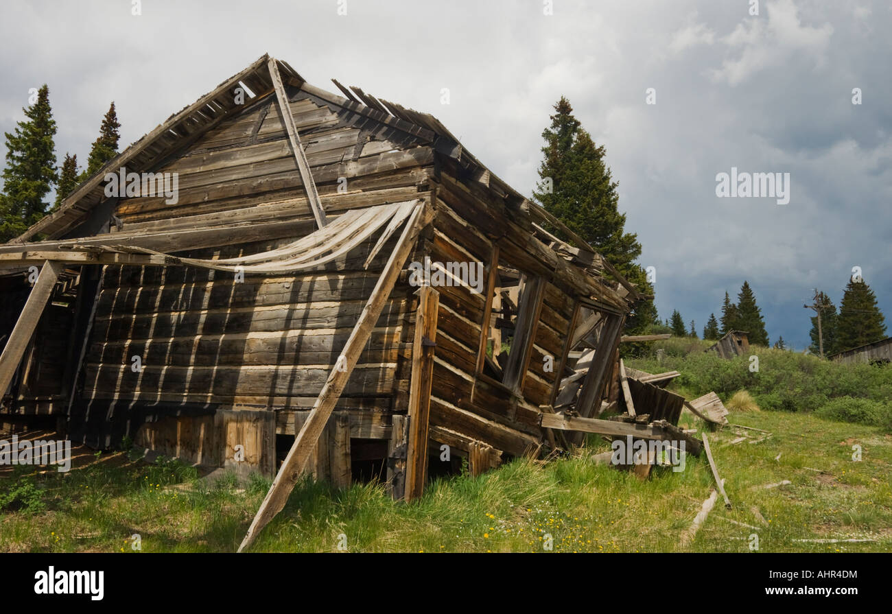 An abandoned miner's cabin slouches in near collapse at the Colorado ...