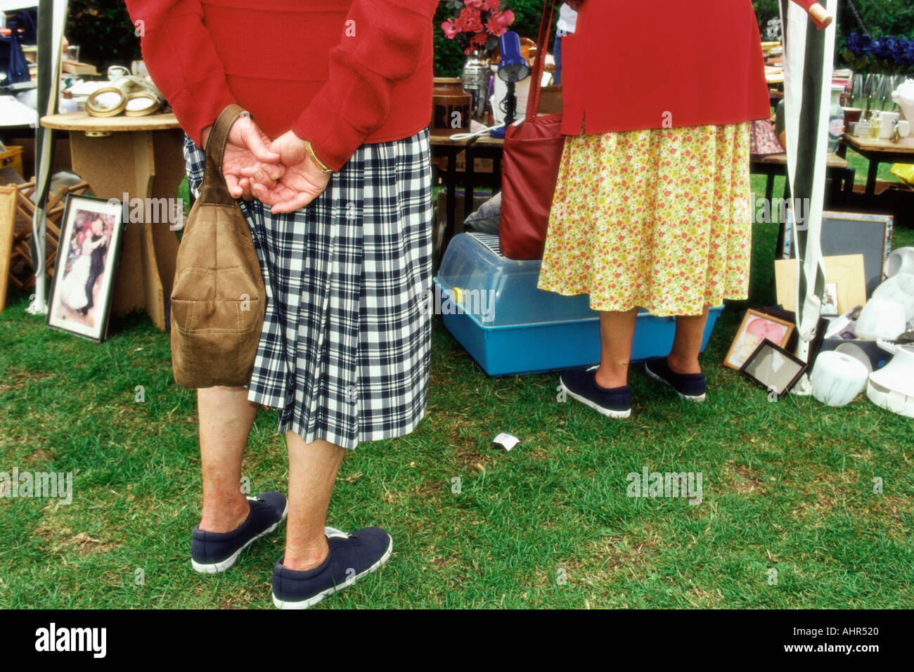 Senior women at boot fair Stock Photo - Alamy