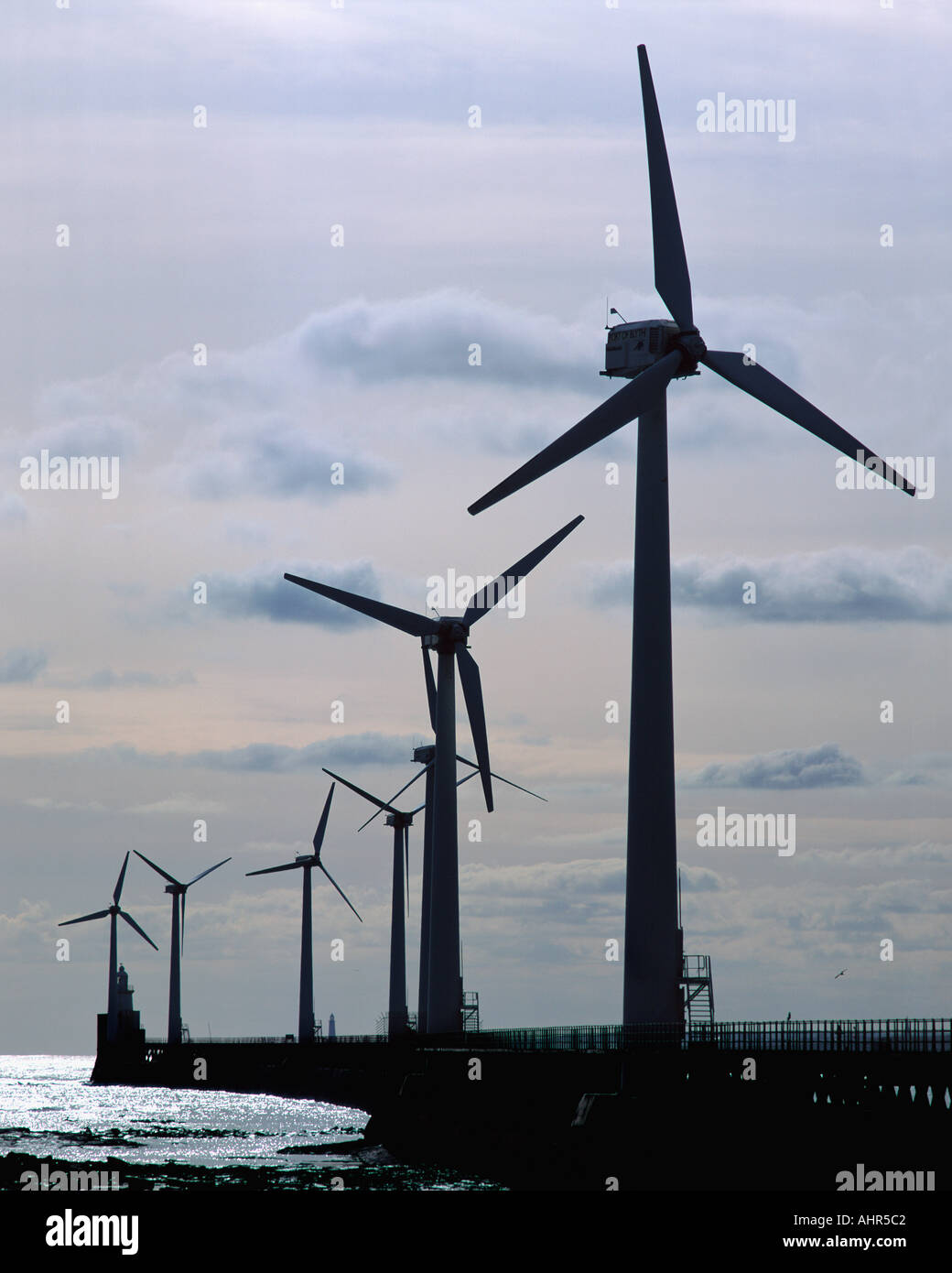Wind farm on beach Stock Photo - Alamy
