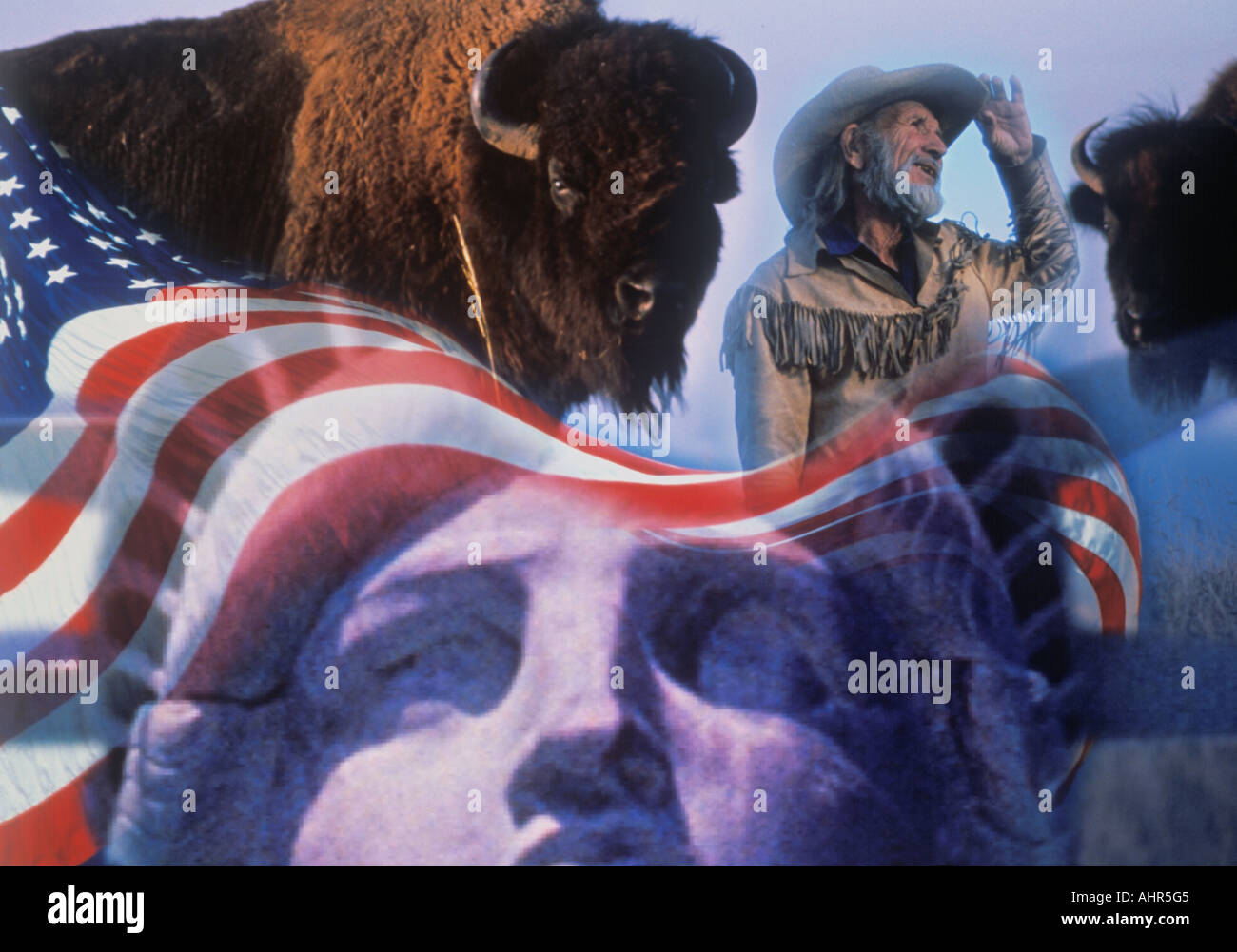 Digital Collage Western Americana Stock Photo - Alamy