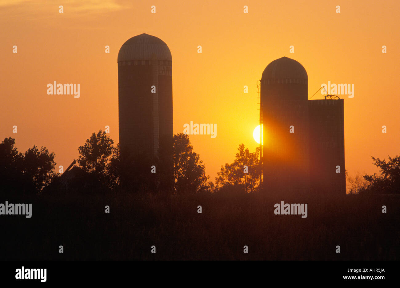 Midwestern sunset on a rural farm IN Stock Photo - Alamy