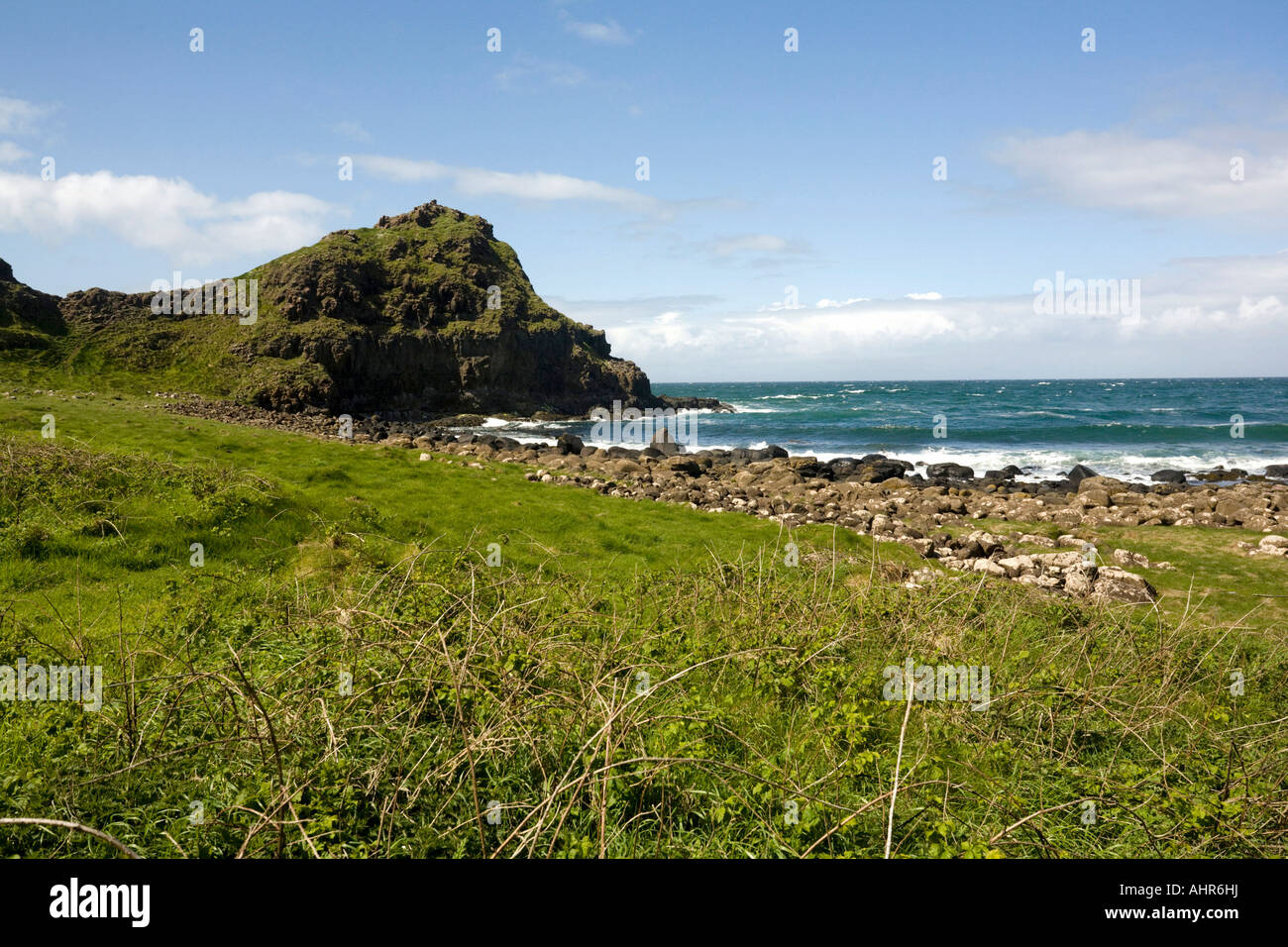 The coastline near the Giants Causeway in County Antrim on the coast of ...