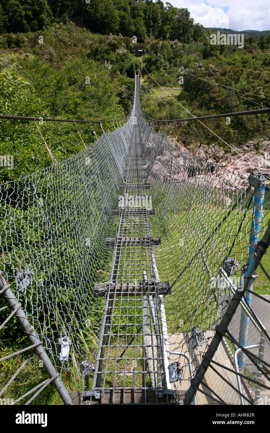 New Zealand's longest Swingbridge over Buller Gorge Stock Photo - Alamy