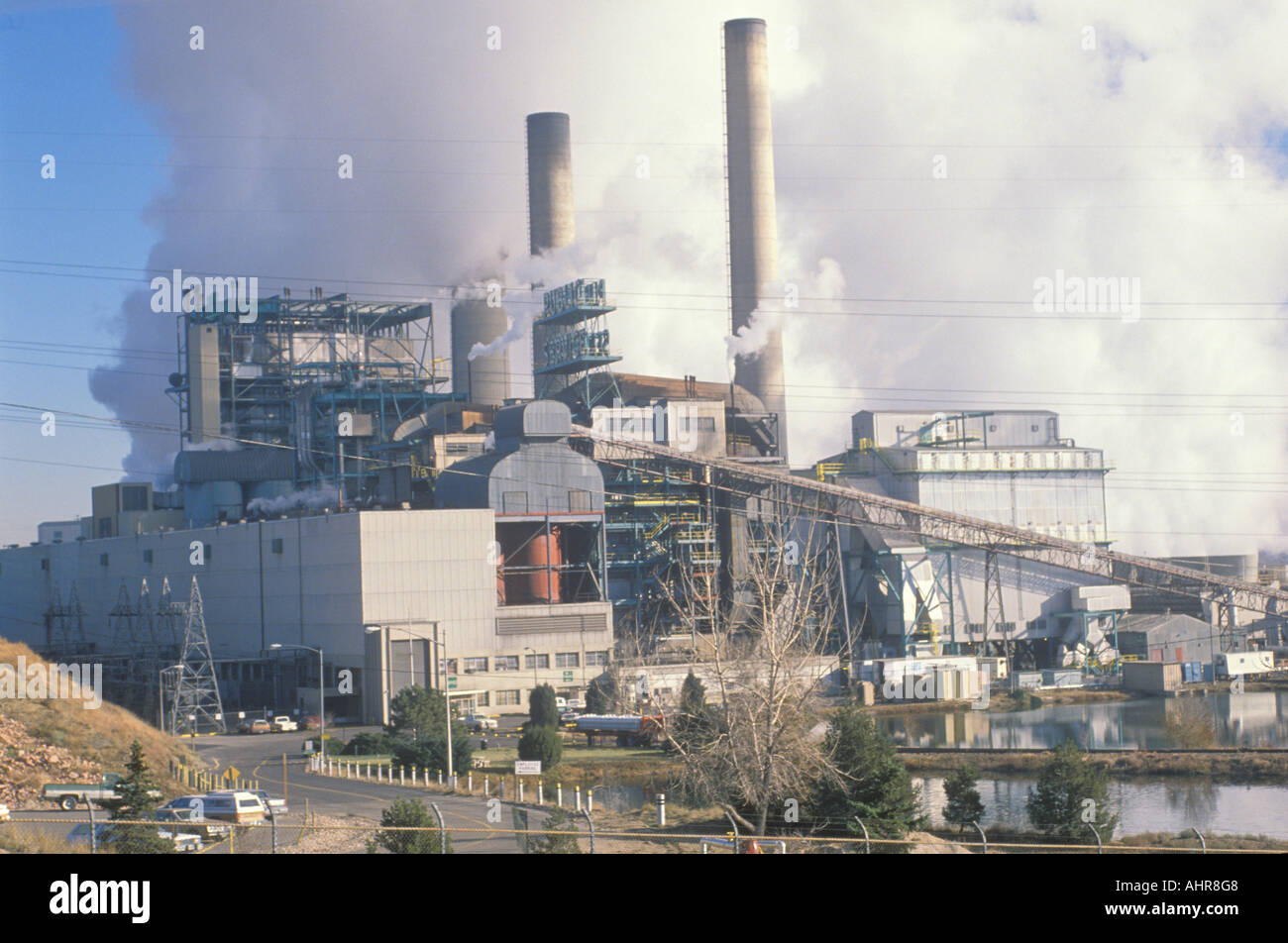 Smokestacks at a Denver Utility Commission power plant Denver Colorado ...