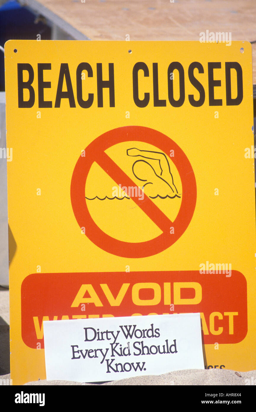 Water pollution signs at beach hi-res stock photography and images - Alamy