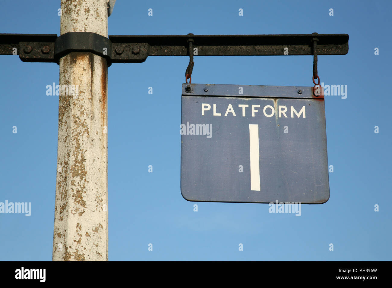 Platform 1 sign, Sheringham station, Norfolk Stock Photo - Alamy