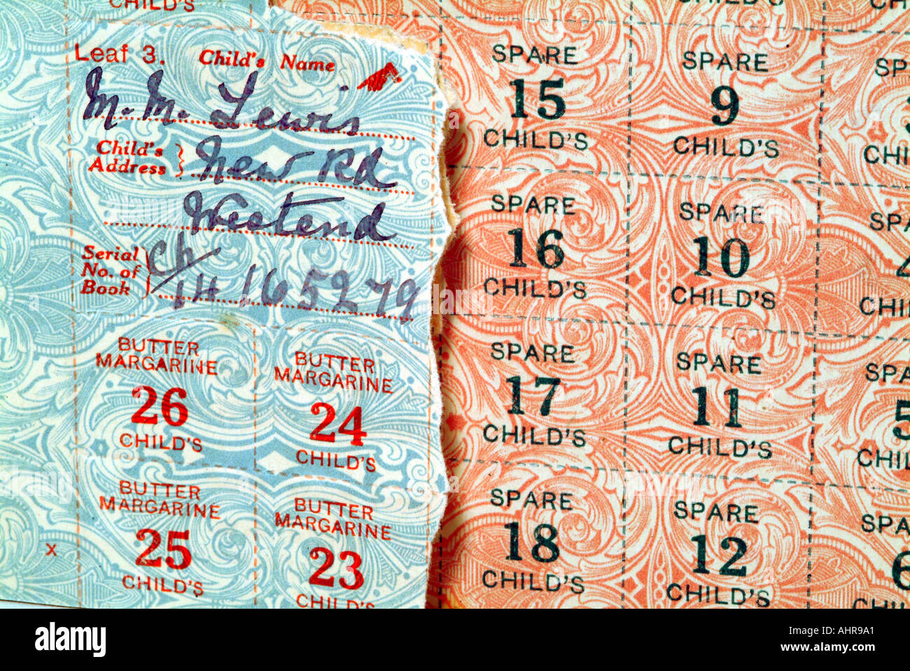 First World War Childs Ration Book issued by Ministry of Food England ...