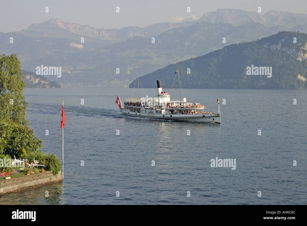 The 100 year old paddle steamers on Lake Luzern Switzerland Stock Photo ...