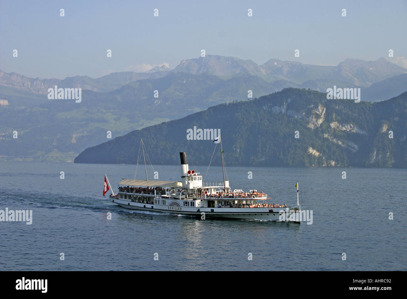 The 100 year old paddle steamers on Lake Luzern Switzerland Stock Photo ...