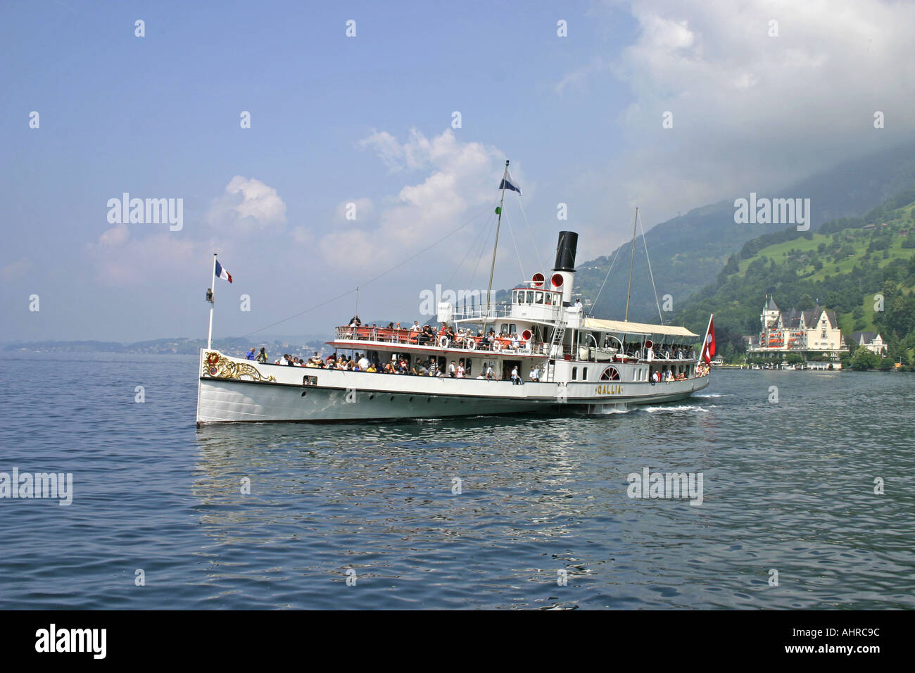The 100 year old paddle steamers on Lake Luzern Switzerland Stock Photo ...