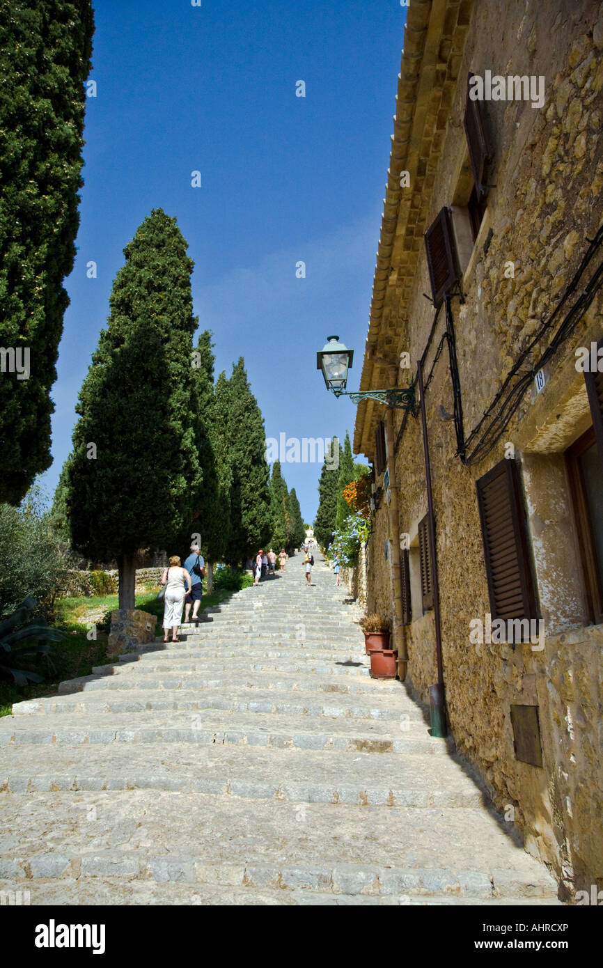 Pollenca Pollença old town Calvary steps spain Stock Photo - Alamy