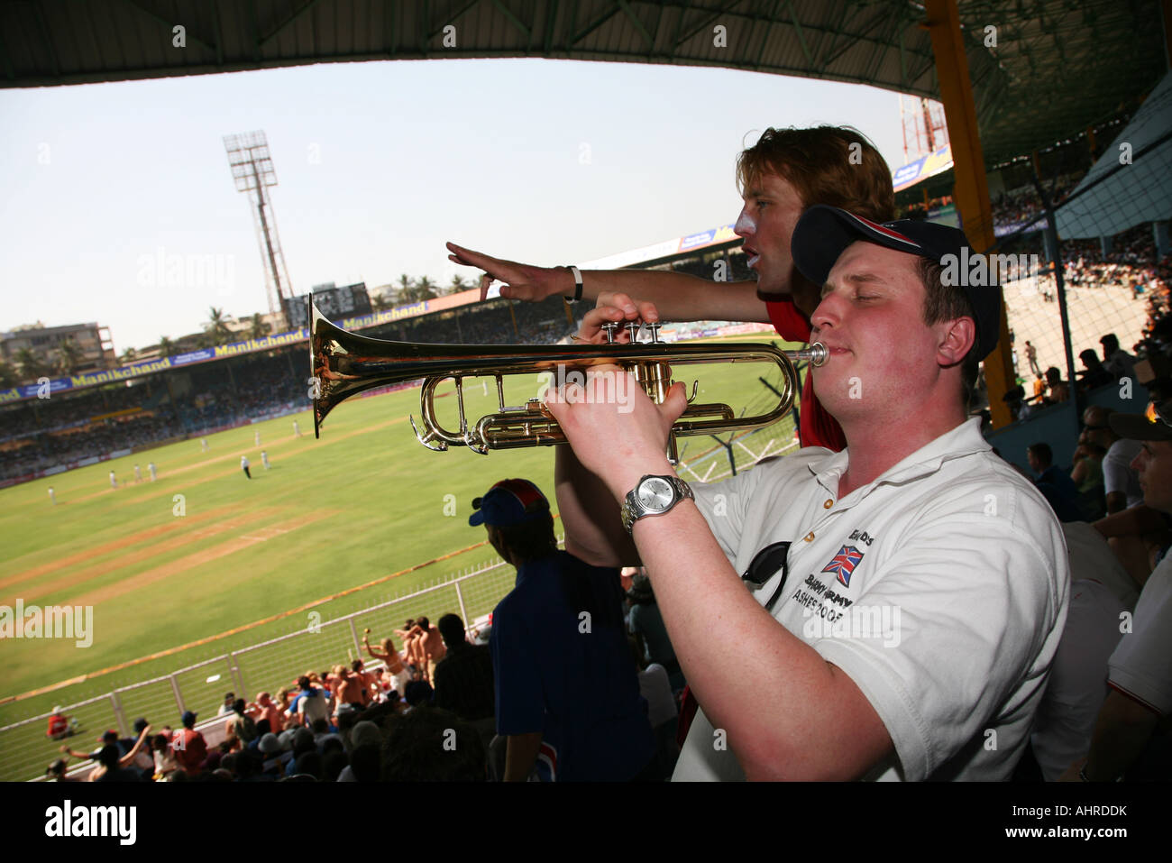 "barmy army" "cricket fan" fans england flags flag Stock Photo - Alamy