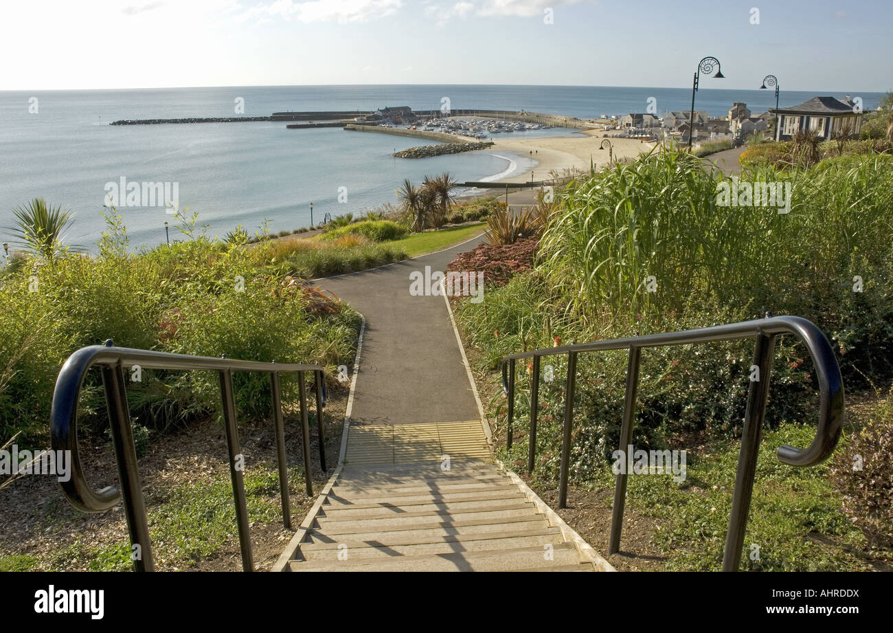 Langmoor Gardens and the harbour area at Lyme Regis, Dorset Stock Photo ...