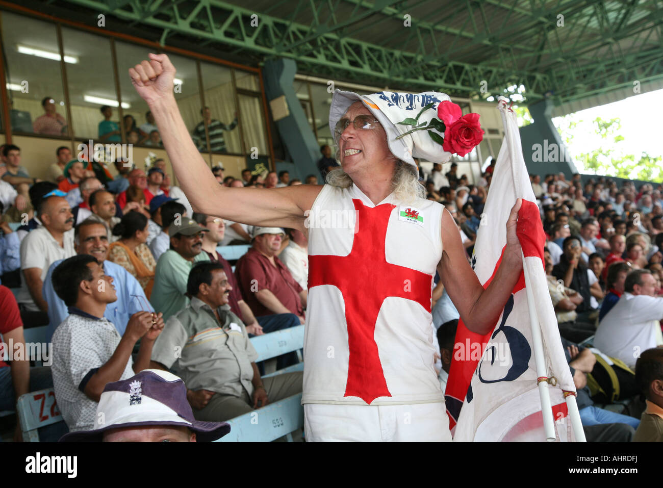 "barmy army" "cricket fan" fans england flags flag Stock Photo - Alamy