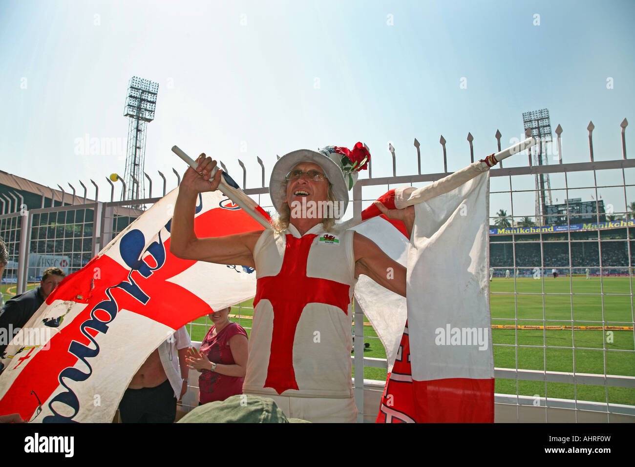 "barmy army" "cricket fan" fans england flags flag Stock Photo - Alamy