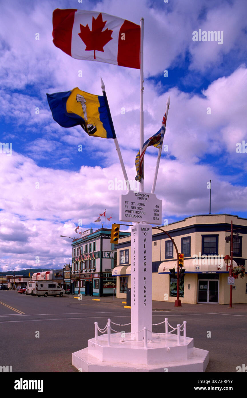 Mile Zero Post on Alaska Highway, Dawson Creek, Northeastern BC ...