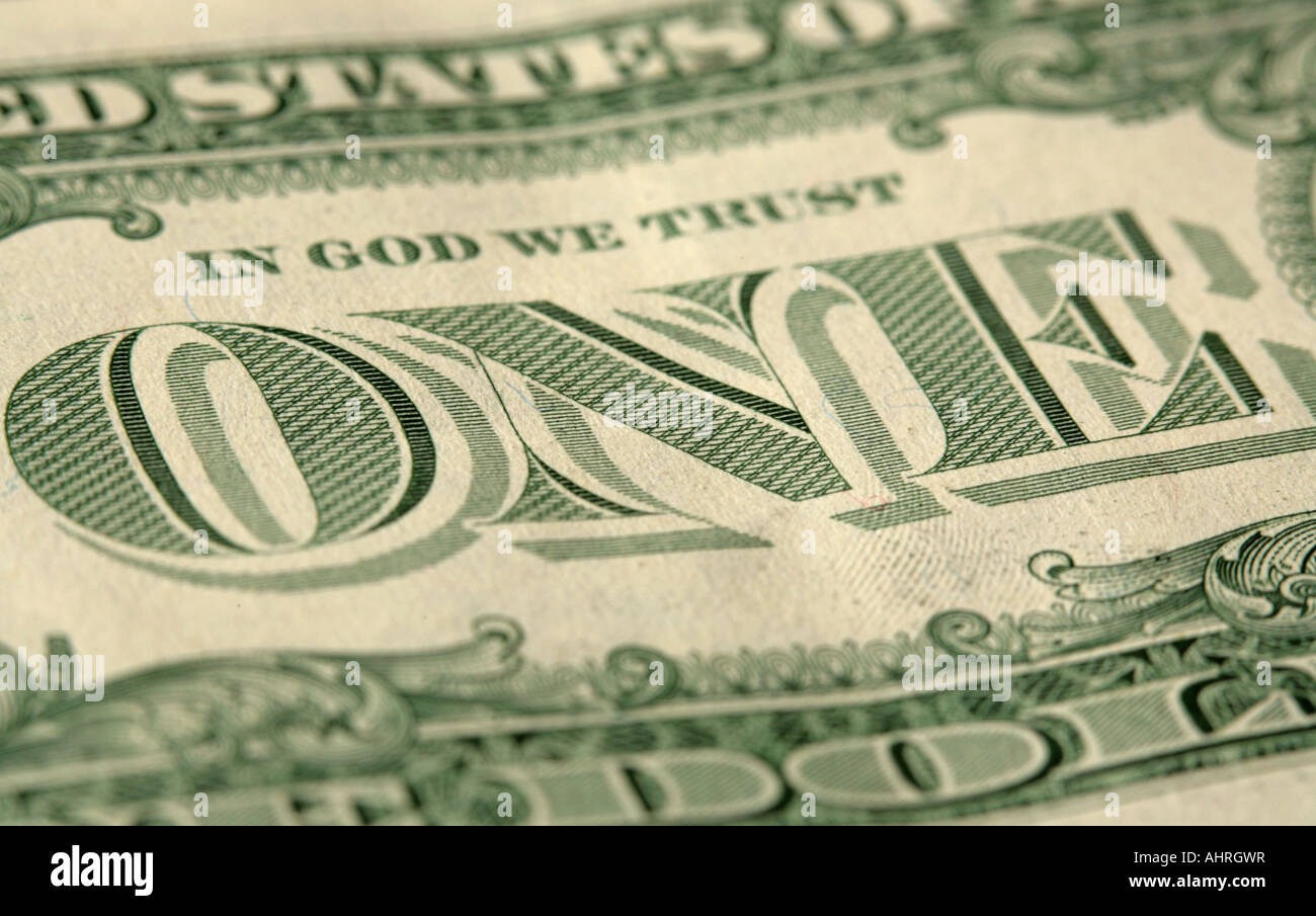Money shot of a one dollar bill with a macro showing details Stock ...
