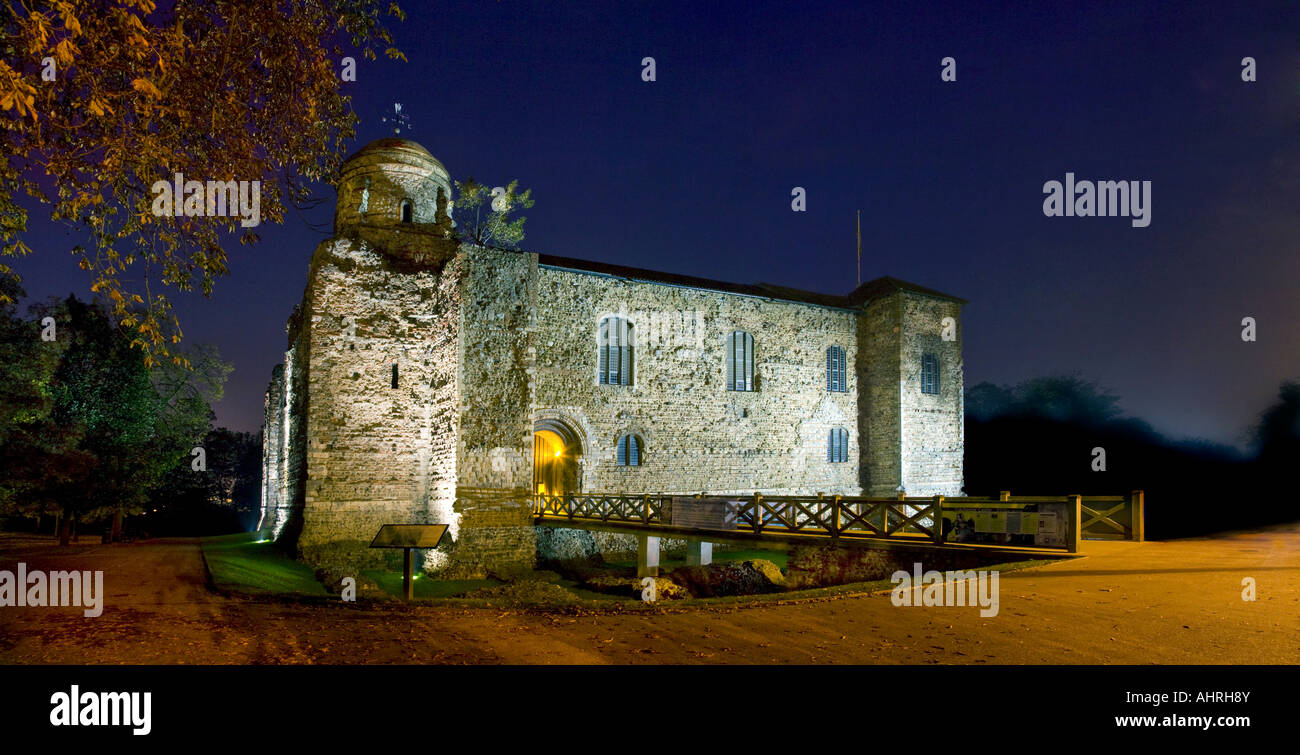 COLCHESTER CASTLE PICTURED AT NIGHT FLOODLIT Stock Photo - Alamy