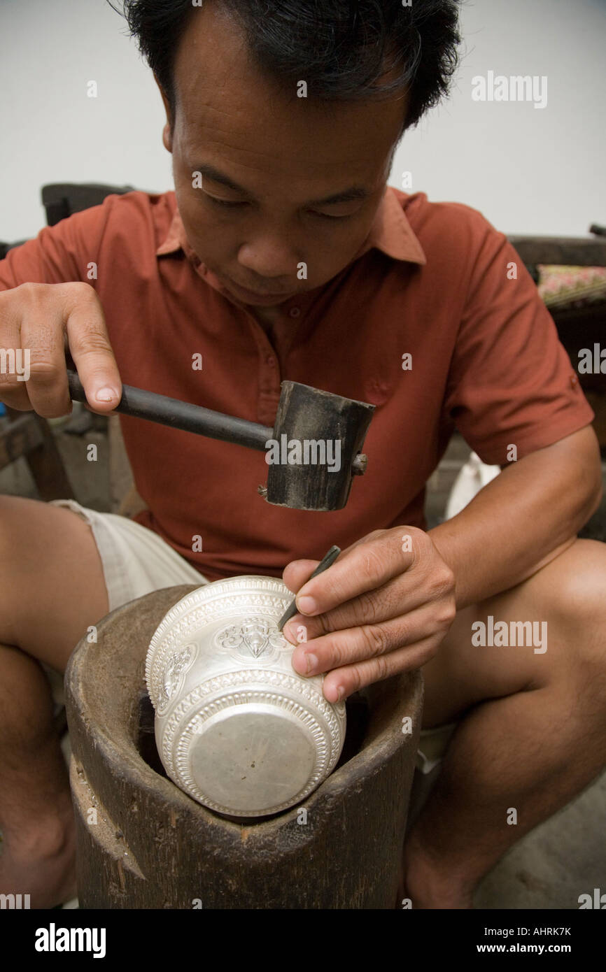 Silversmith working in Luang Prabang laos Stock Photo - Alamy
