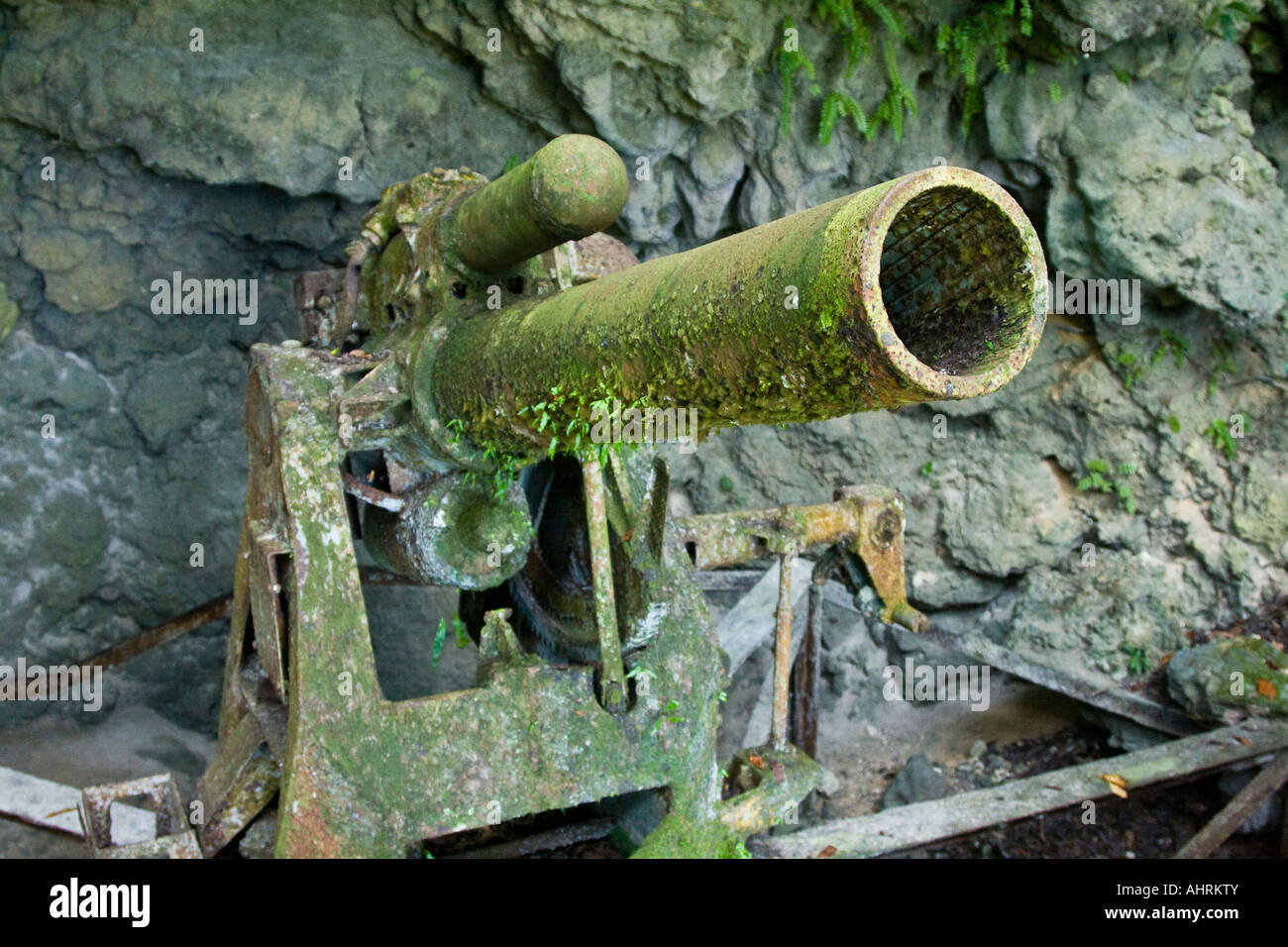Cave Based Japanese WWII Artillery War Relic Ruins Peleliu Palau Stock ...