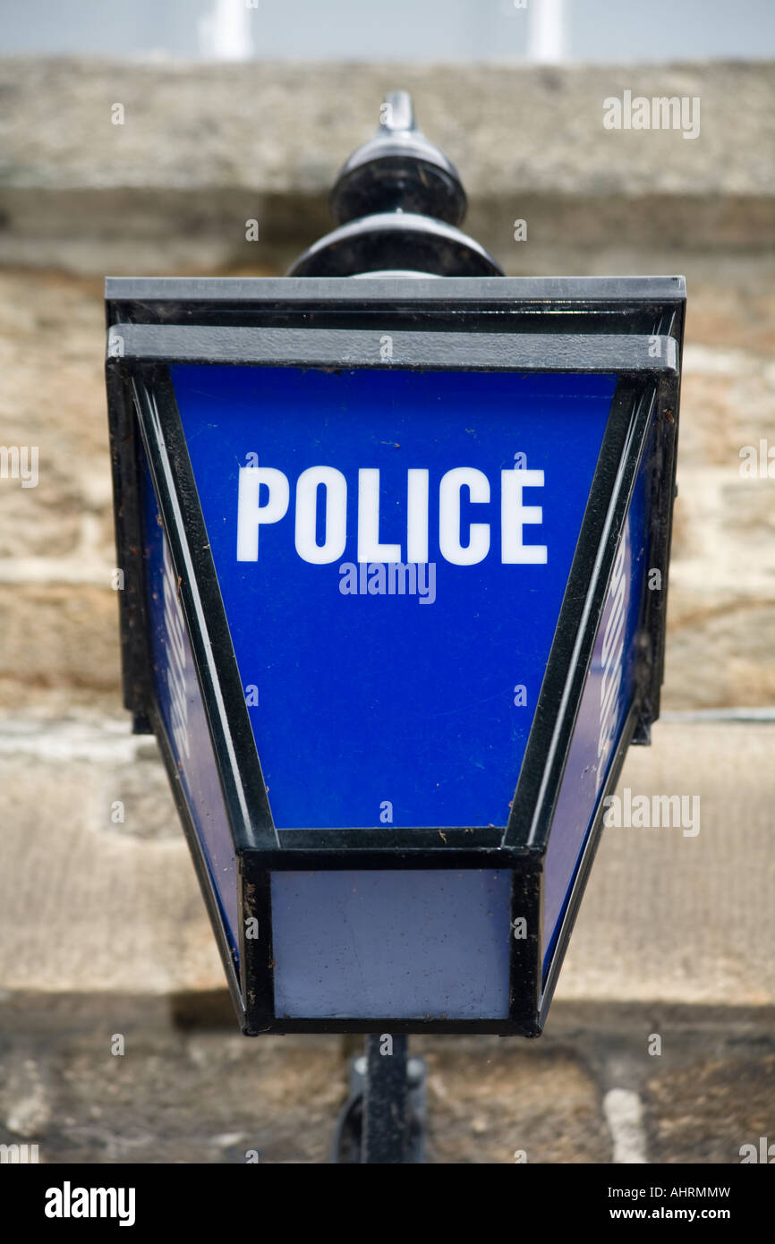 Police light outside police station, Stanhope, County Durham, England ...