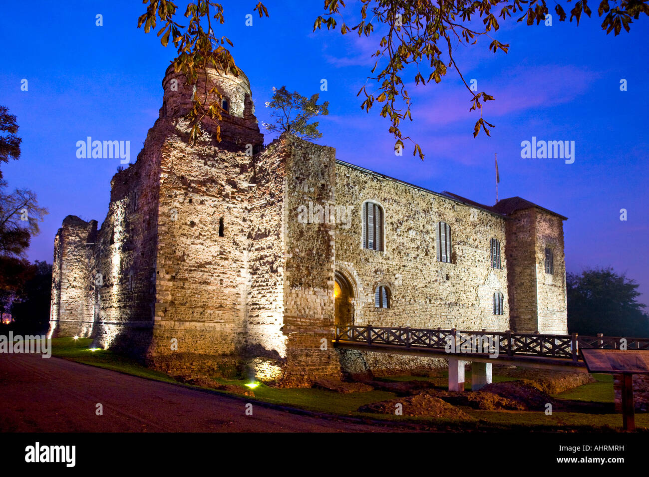 COLCHESTER CASTLE PICTURED AT NIGHT FLOODLIT Stock Photo - Alamy
