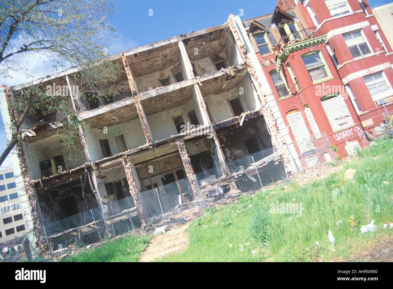 Bombed out apartment dwelling Washington D C Stock Photo - Alamy