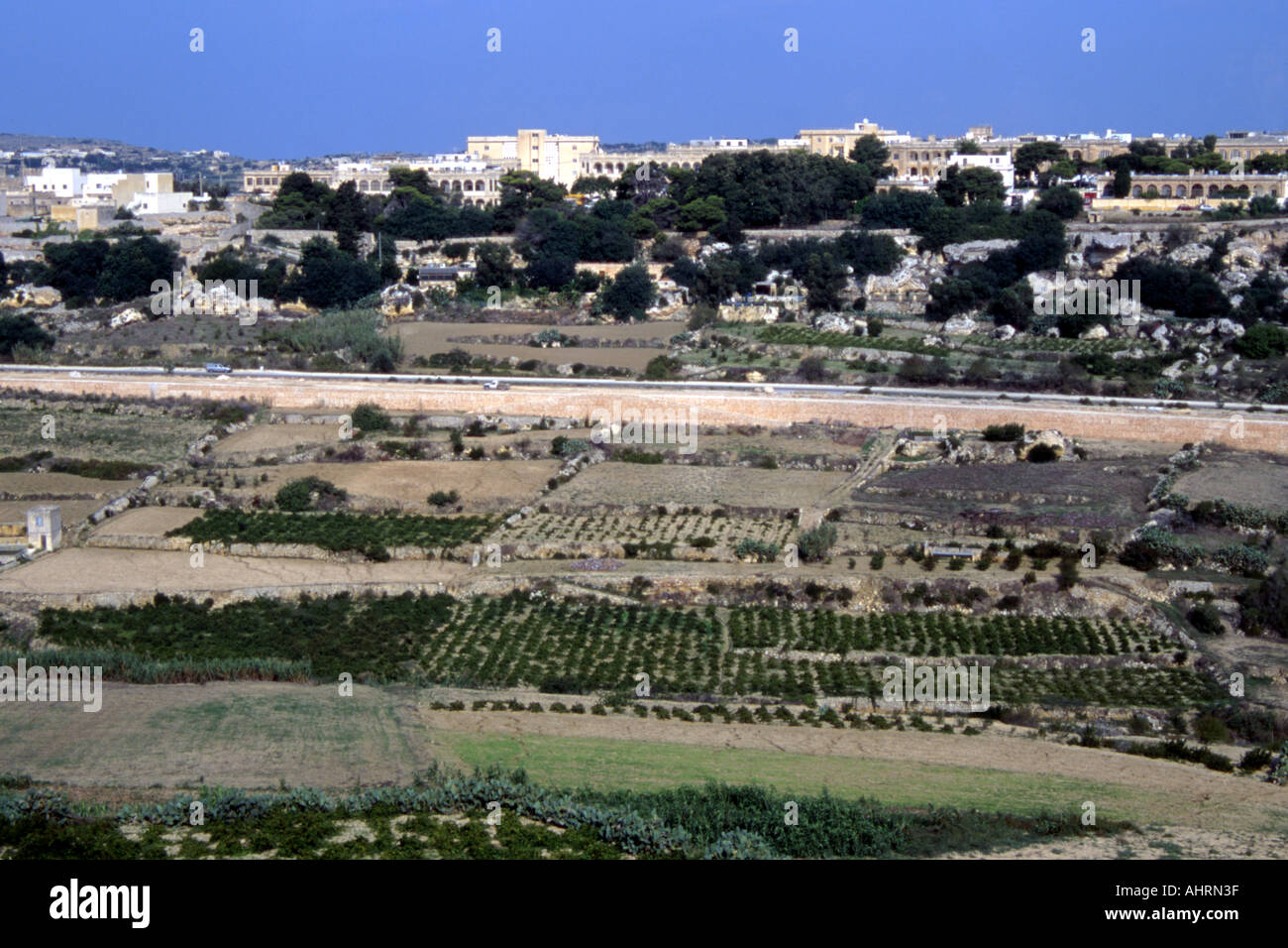 THE PLAINS OF MALTA FROM THE DE REDIN BASTION MDINA MALTA EUROPE Stock ...