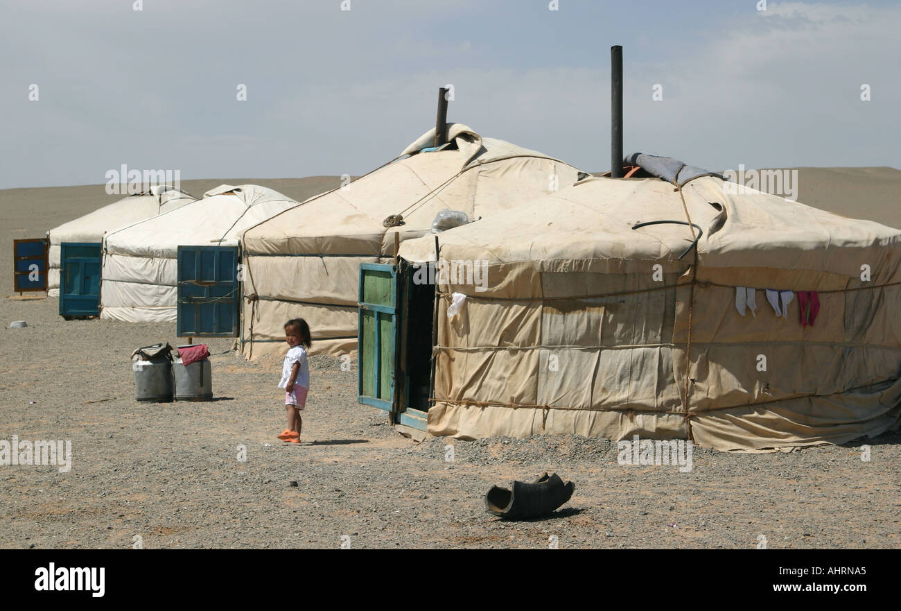 Settlement ger yurt tent child children vast open hi-res stock ...