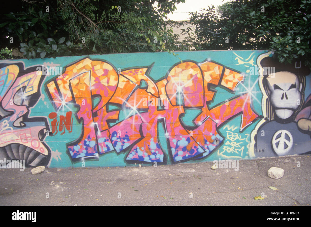 Graffiti reading Peace South Central Los Angeles California Stock Photo ...