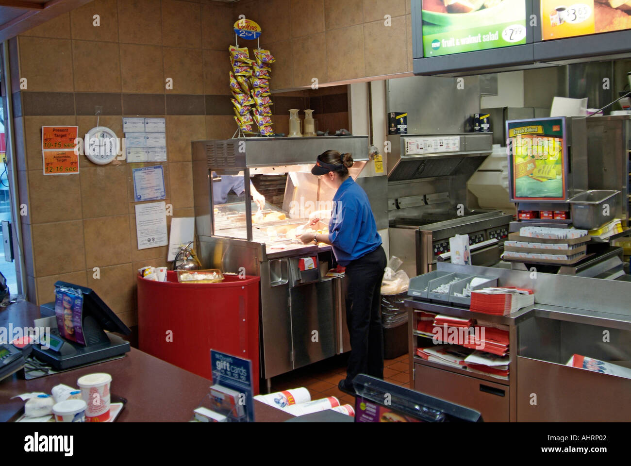 Patrons order food at the fast food restaurant in Chicago Illinois ...