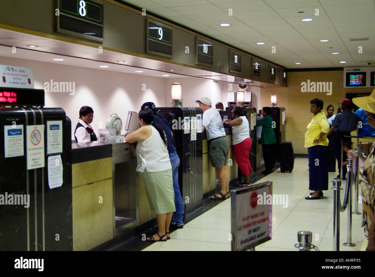 Customers line up at the Union train station in Chicago Illinois to buy ...