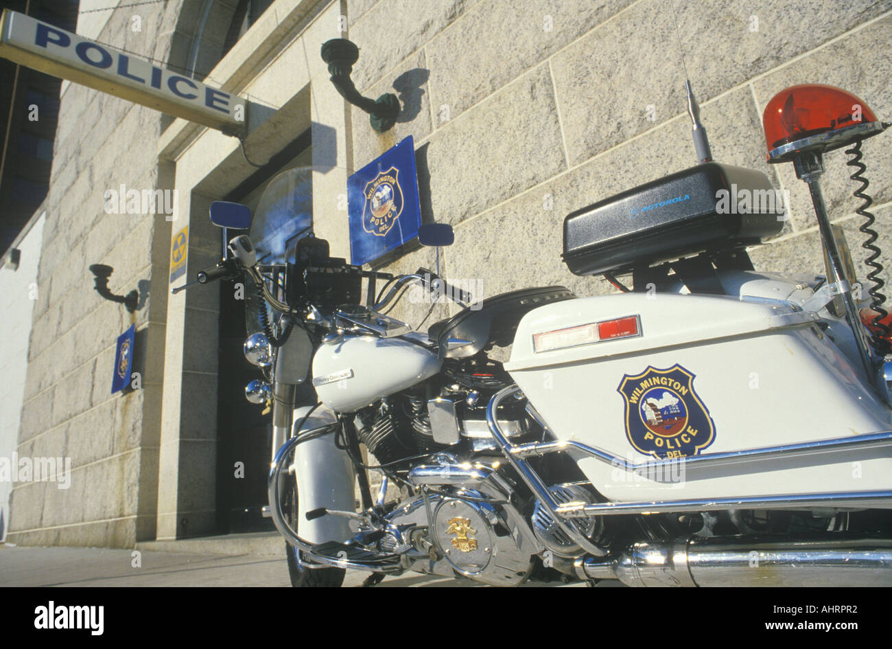 Motorcycle parked at Wilmington Delaware police station Stock Photo - Alamy