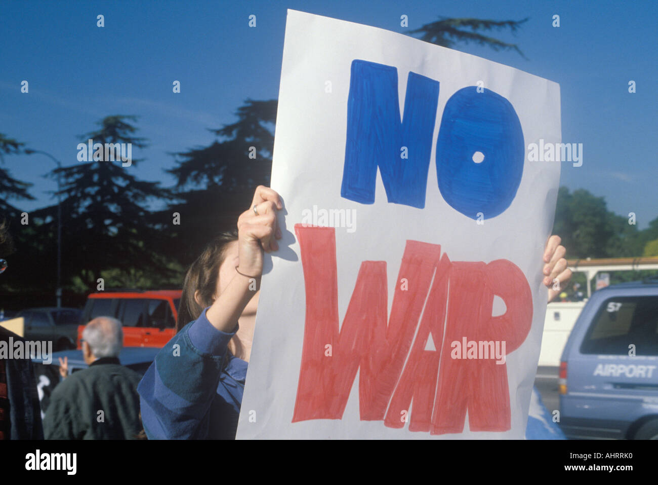 Sign No War at peace rally Los Angeles California Stock Photo - Alamy