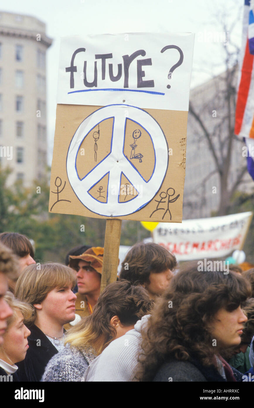Students holding peace sign at rally Los Angeles California Stock Photo ...