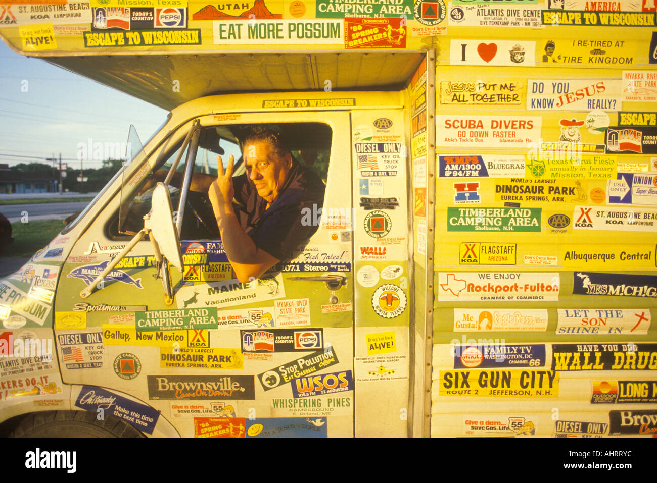 Bumper sticker covered RV Key West Florida Stock Photo - Alamy