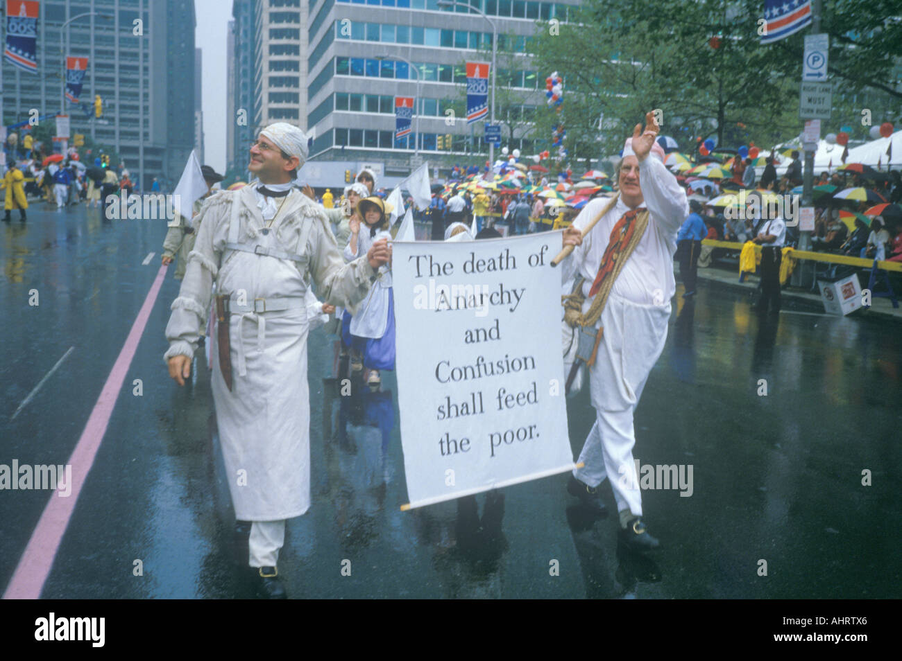 Marchers protesting world hunger Stock Photo - Alamy