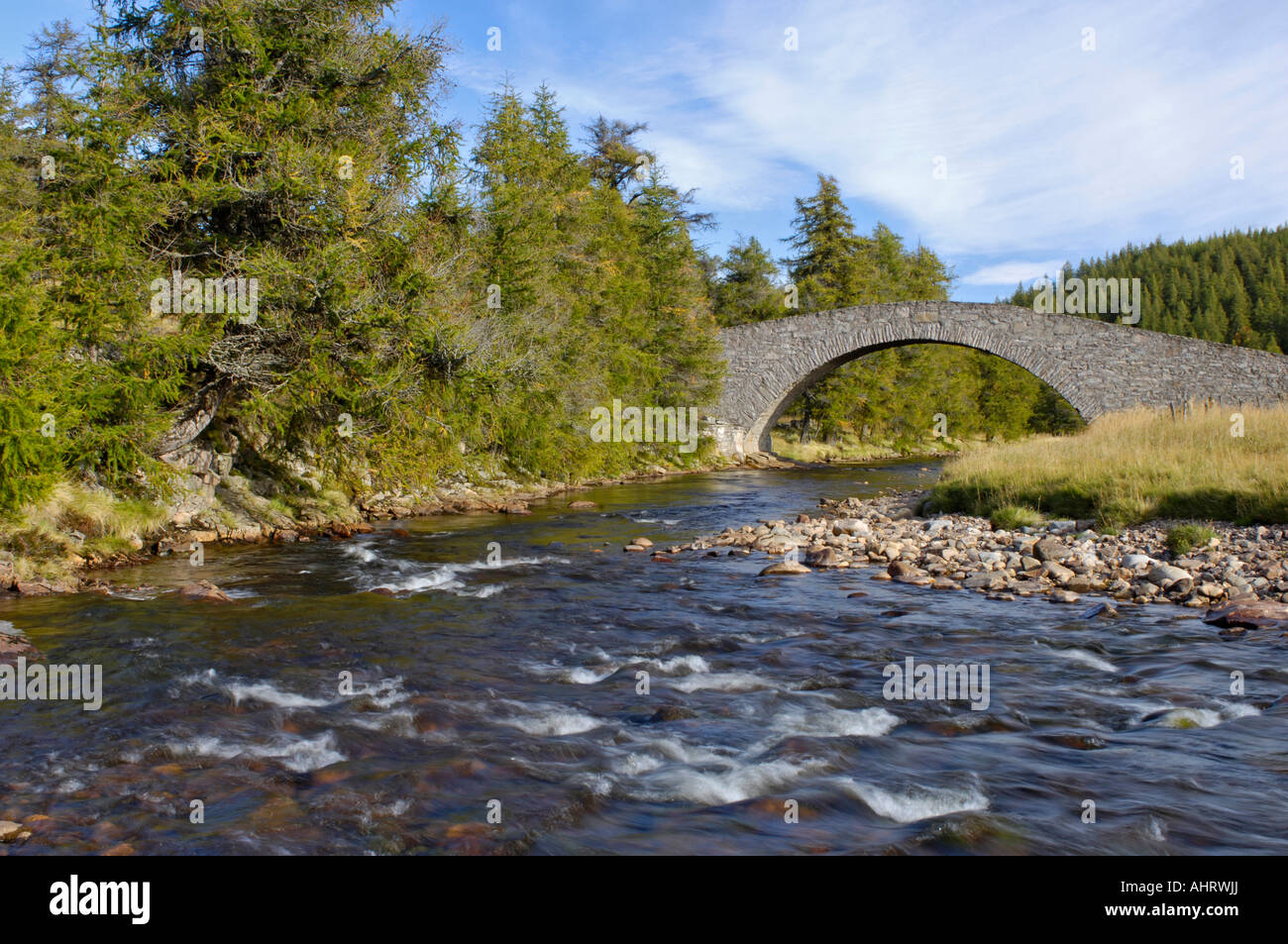 The Gairnsheil Bridge over the River Gairn near Ballater in Royal ...
