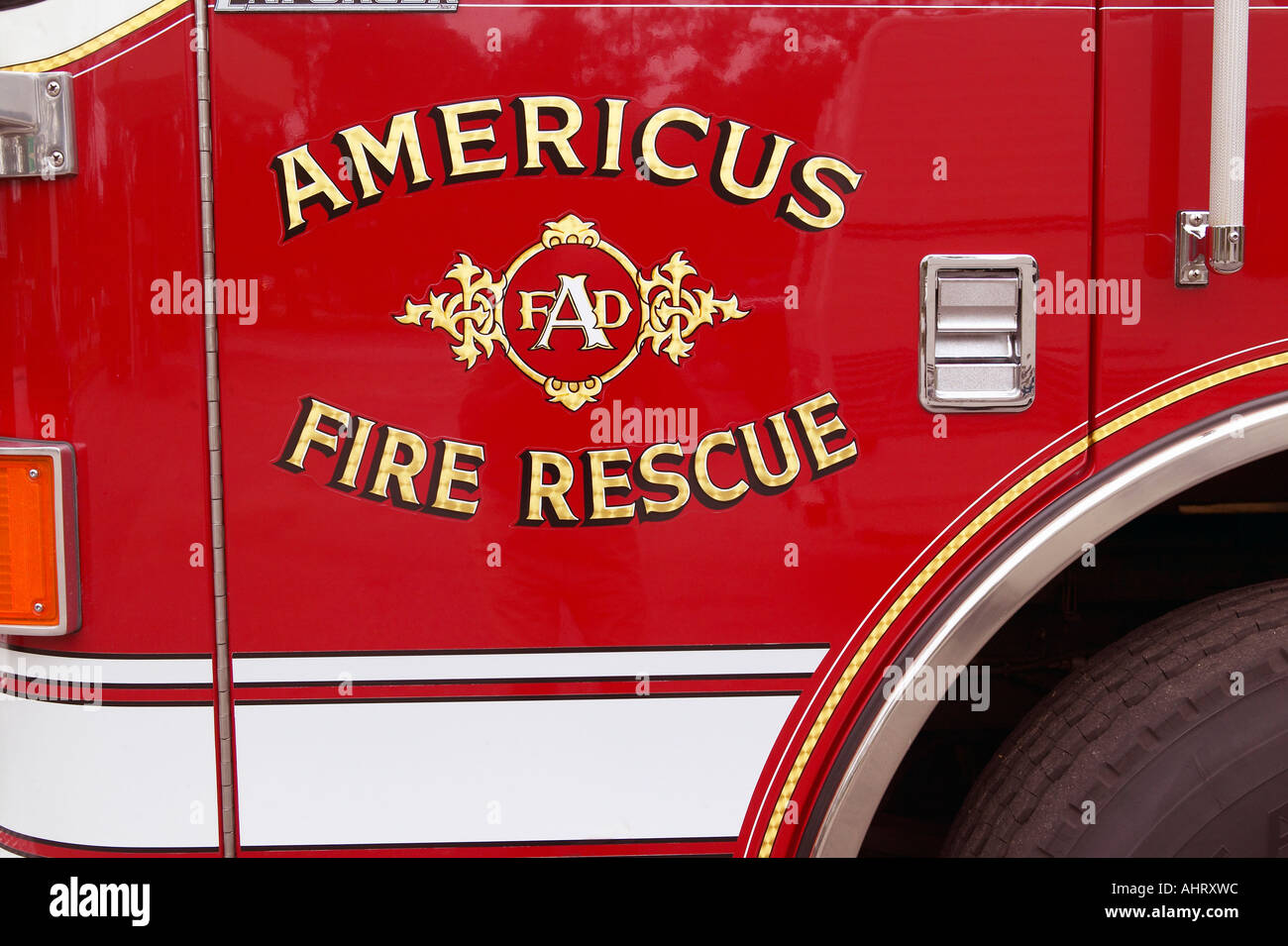 Bright red fire truck door from Americus Georgia Stock Photo - Alamy