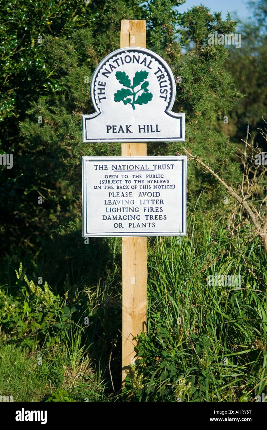 The National Trust Sign Post at Peak Hill near Ladram Bay Devon England ...